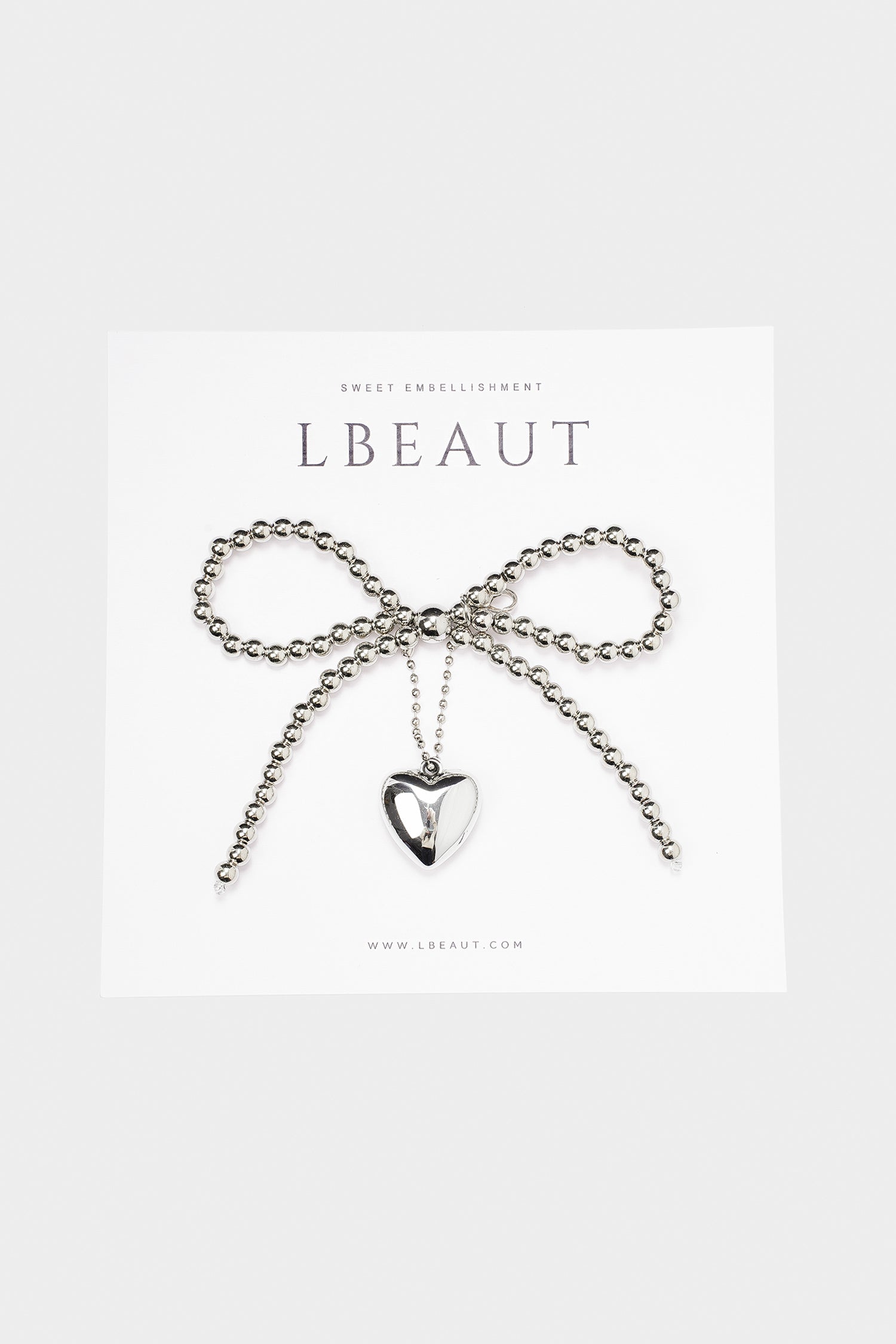 Metallic Beaded Bow with Heart Charm(6 PACK) – Beast Fashion