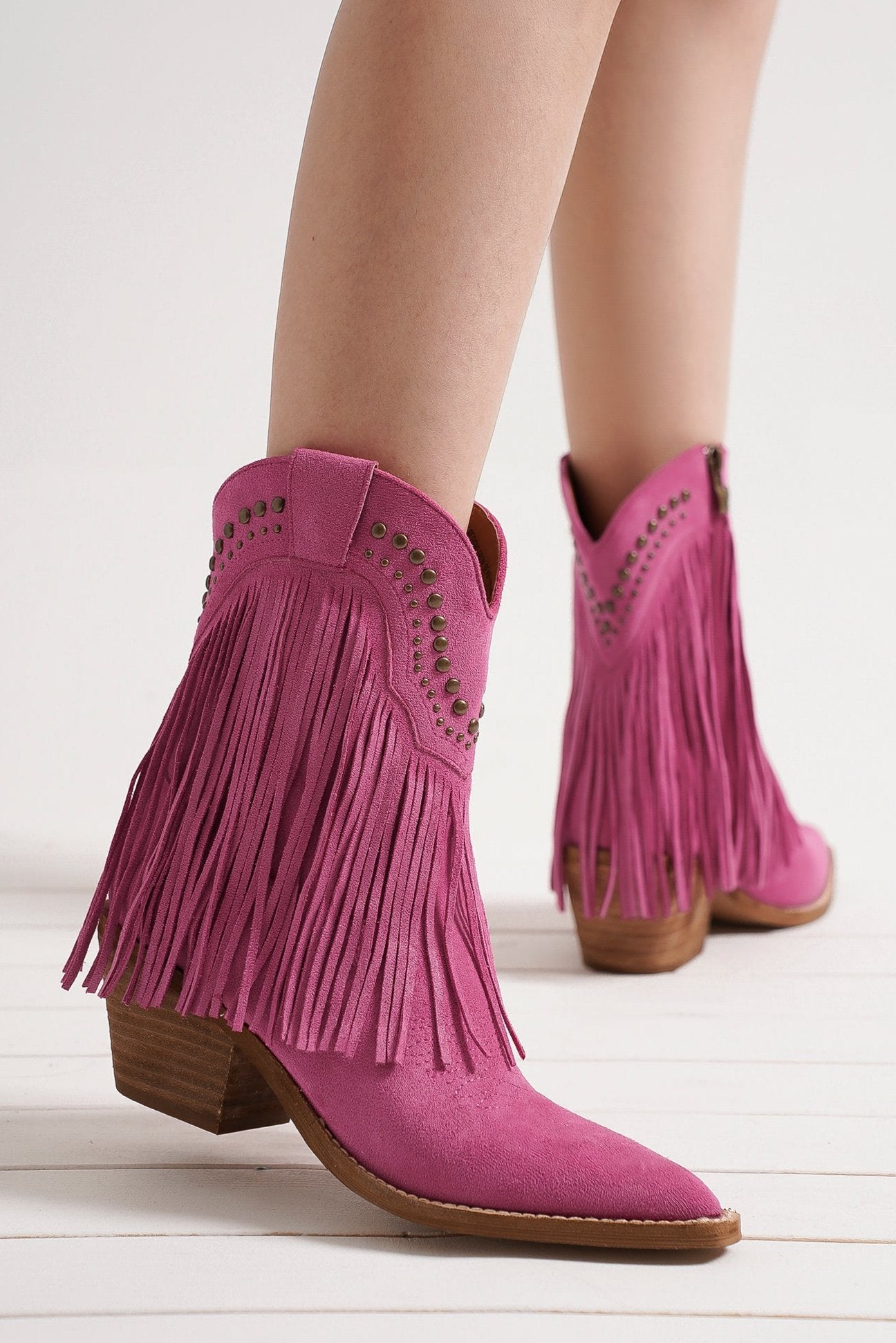Fringe Western Block Heel Ankle Boots ‚ ADELA-16 – Beast Fashion